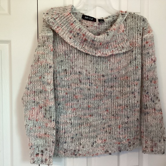 Ms Ivy | Sweaters | Vintage Ms Ivy Pink Multi Color L Cowl Neck Loose ...
